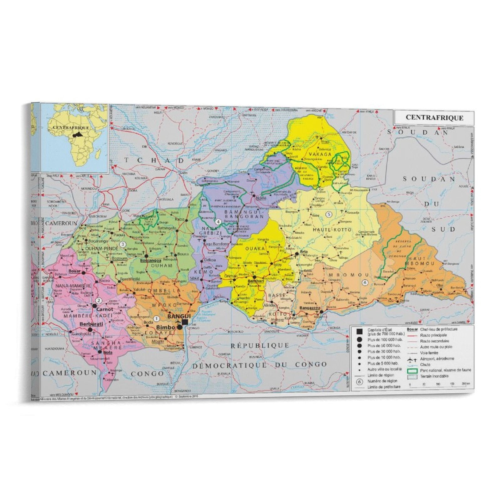 Central African Republic Map Poster Posters Art Print Wall Photo Paint ...