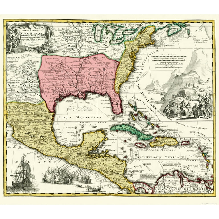 Old Mexico Map Vintage Map Of Mexico 1600 Wood Print By