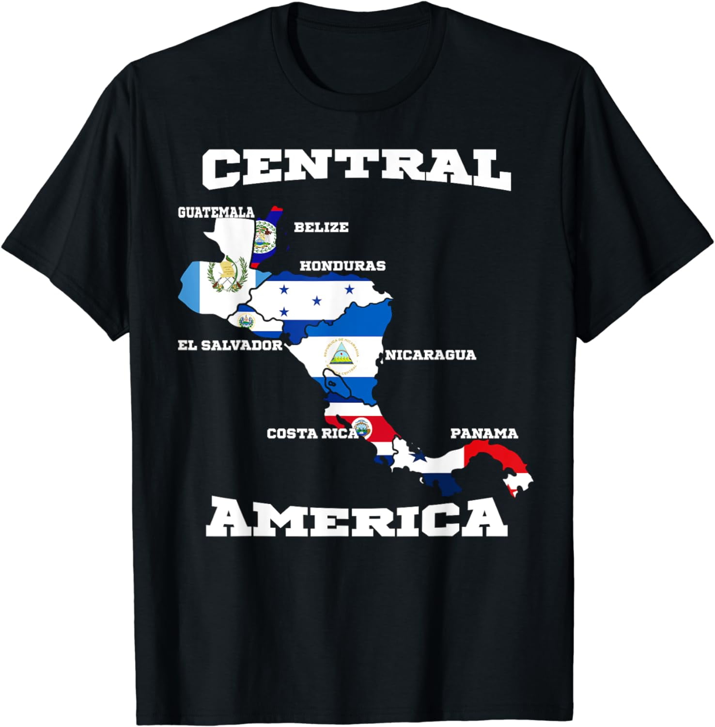 Central American Flags, central America flags, and names Tee T-Shirt ...