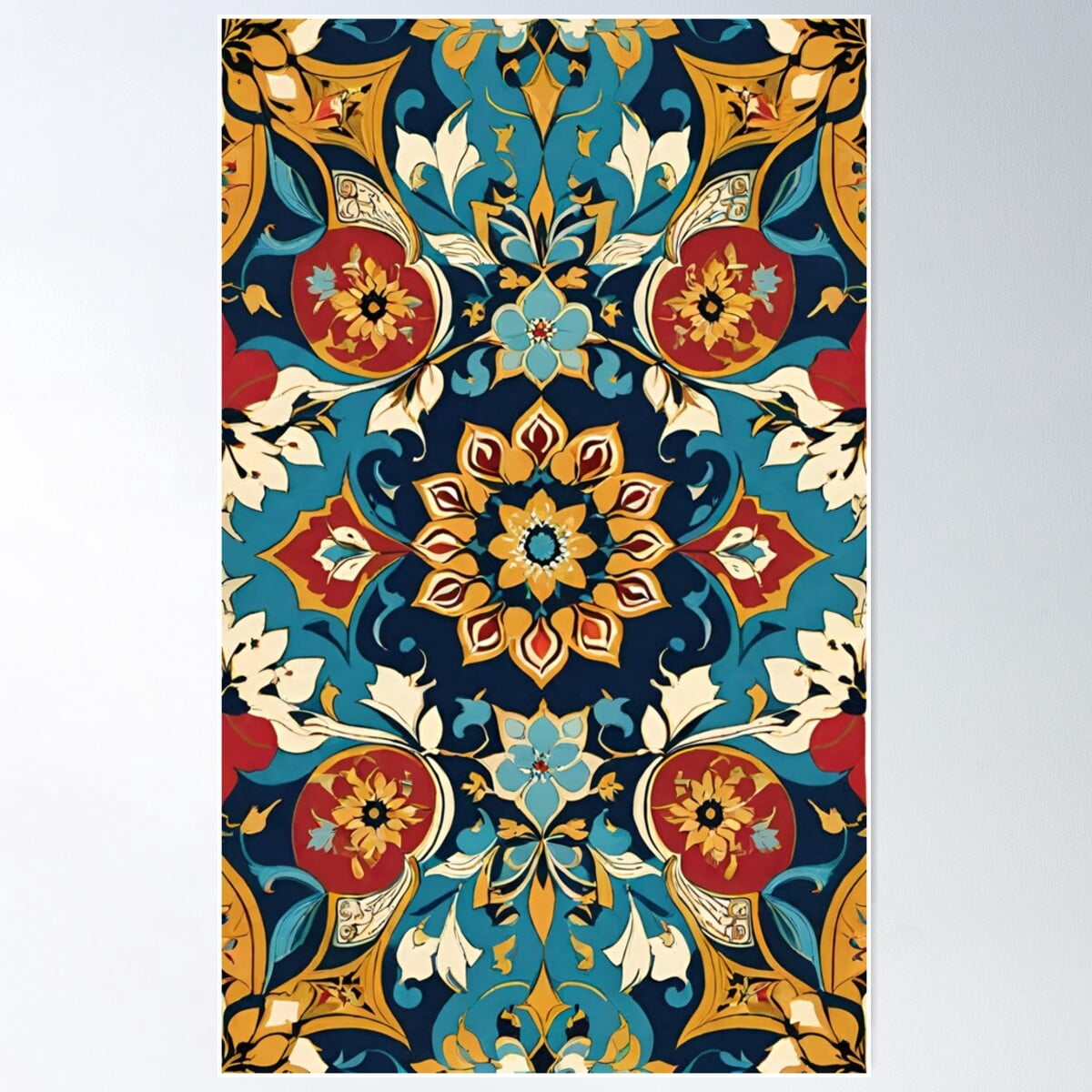 Central Asian Floral Pattern Poster Wall Art Modern Wall Decor Wall Art ...