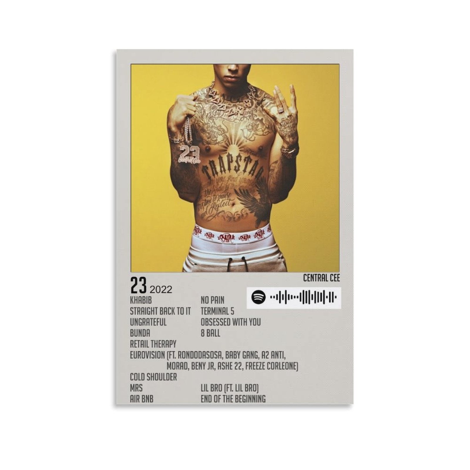 Central Cee Posters Canvas Poster Wall Art Picture Prints Hanging Photo ...