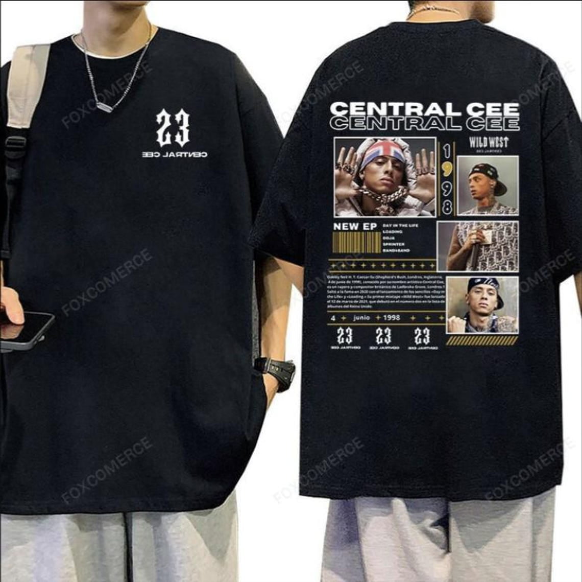Central Cee Wild West Tour 2025 Rapper Graphic T-Shirt,Black Color,Size ...