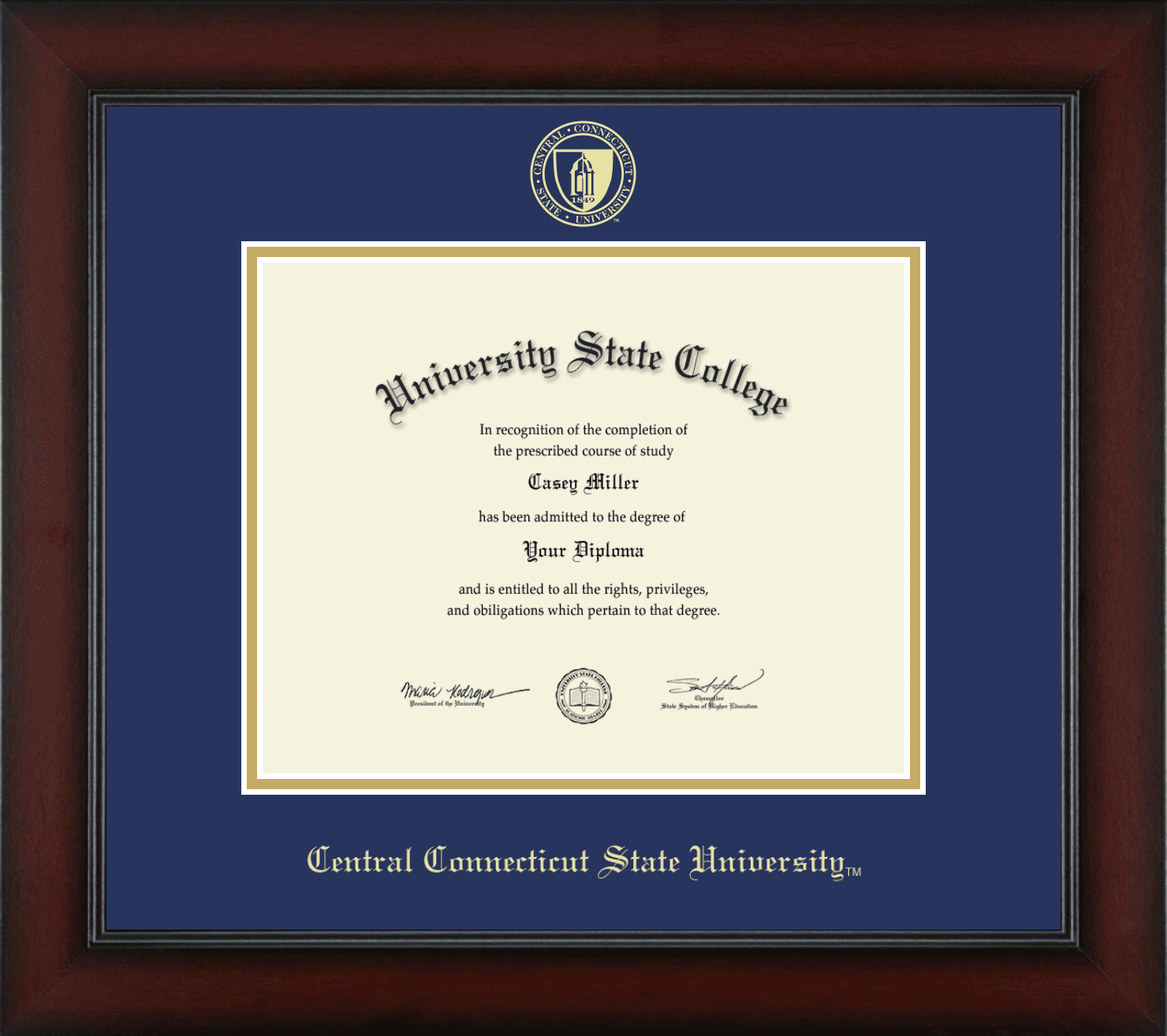 Central Connecticut State University Diploma Frame, Document Size 10" x ...