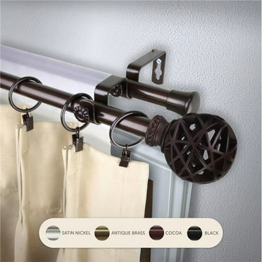 Tulip 1" Double Curtain Rod 160-240 inch - Black - Walmart.com