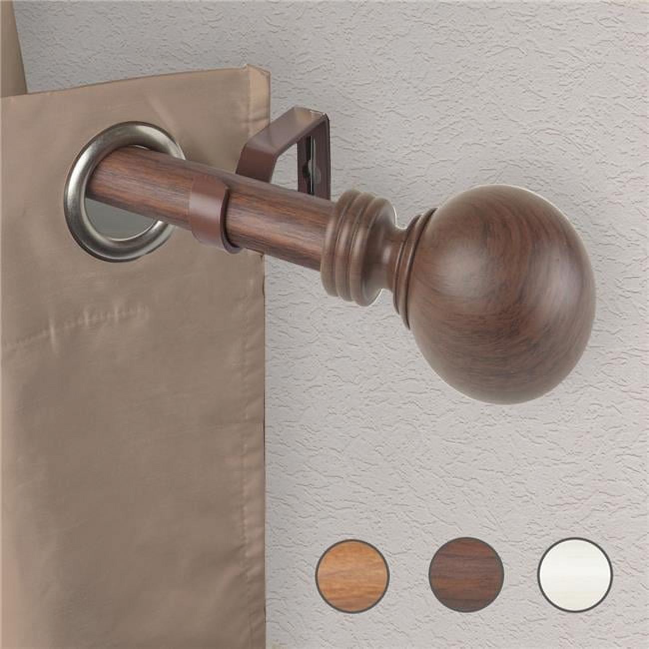 Central Design 1 in. Chloe Faux Wood Curtain Rod with 66 to 120 in ...