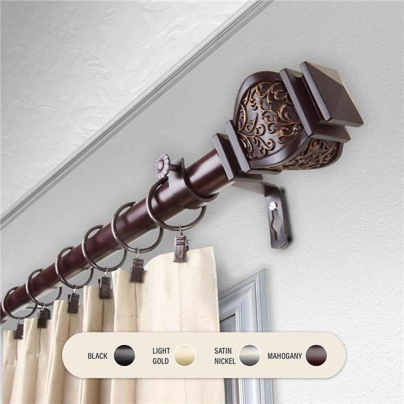 Central Design 1 in. Harrison Curtain Rod with 48 to 84 in. Extension ...