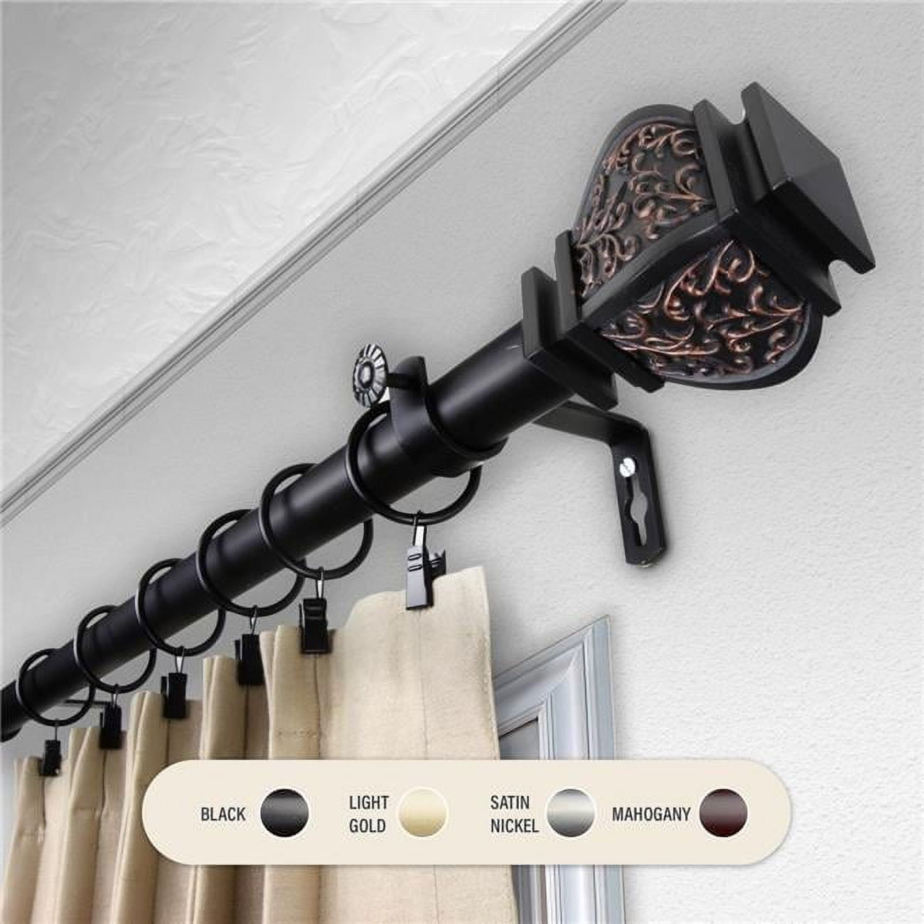 Central Design 100-14-282 1 in. Harrison Curtain Rod with 28 to 48 in ...