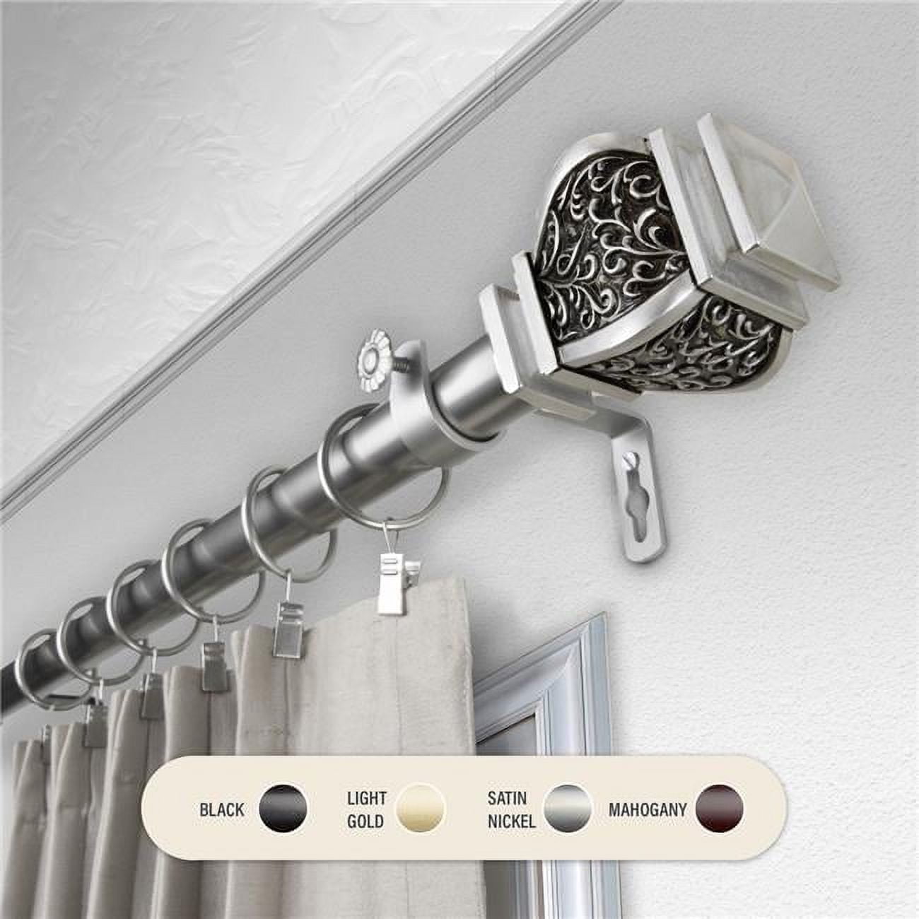 Central Design 100-14-485 1 in. Harrison Curtain Rod with 48 to 84 in ...