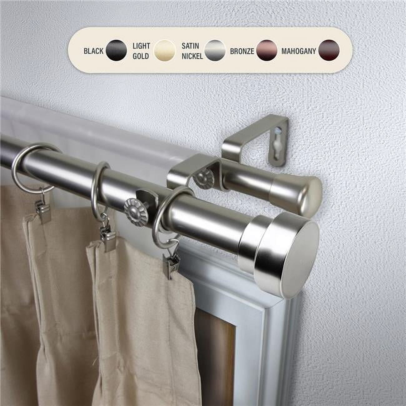 Central Design 100-37-1605-D 1 in. Cover Double Curtain Rod with 160 to ...