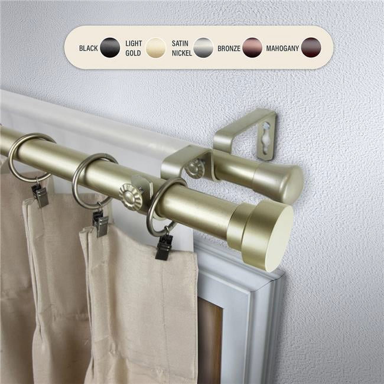 Central Design 100-37-283-D 1 in. Cover Double Curtain Rod with 28 to ...