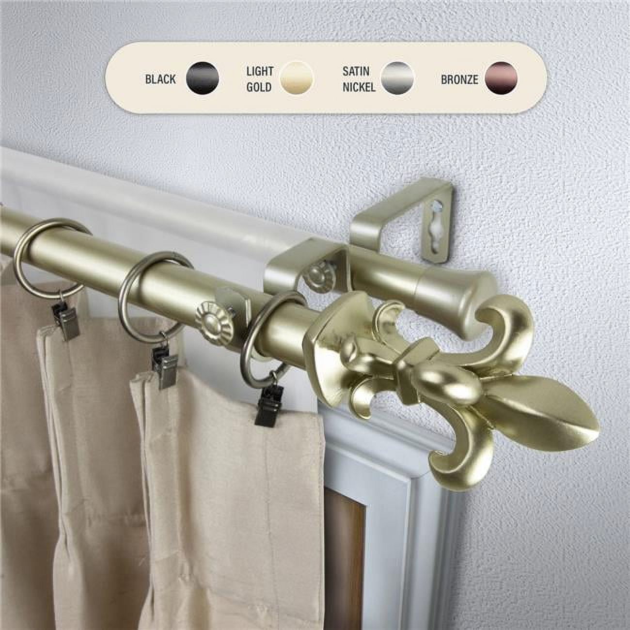 Central Design 100-45-663-D 1 in. Silas Double Curtain Rod with 66 to ...