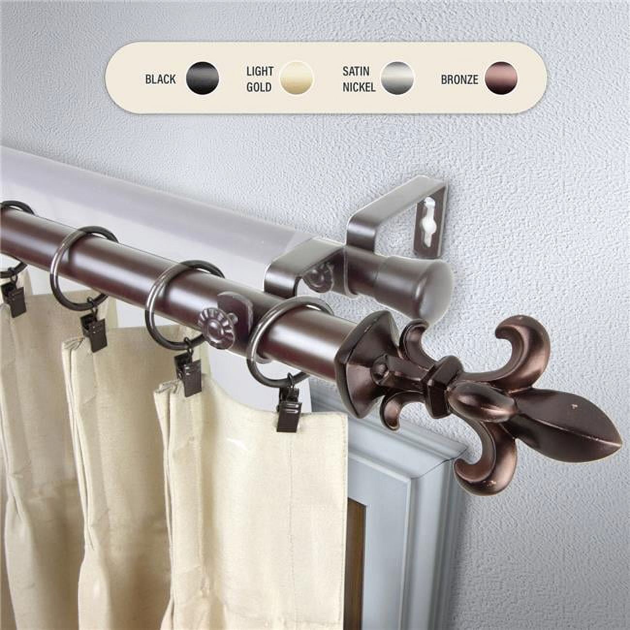 Central Design 100-45-999-D 1 in. Silas Double Curtain Rod with 120 to ...