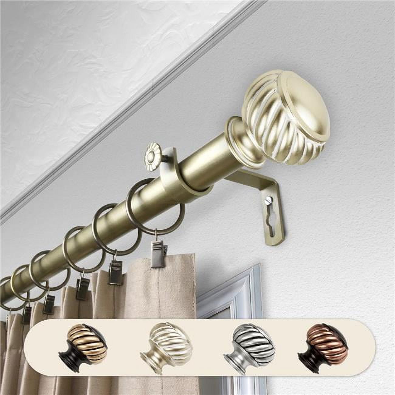 Central Design 100-46-1603 1 in. Dia. Swivel Curtain Rod, Light Gold ...