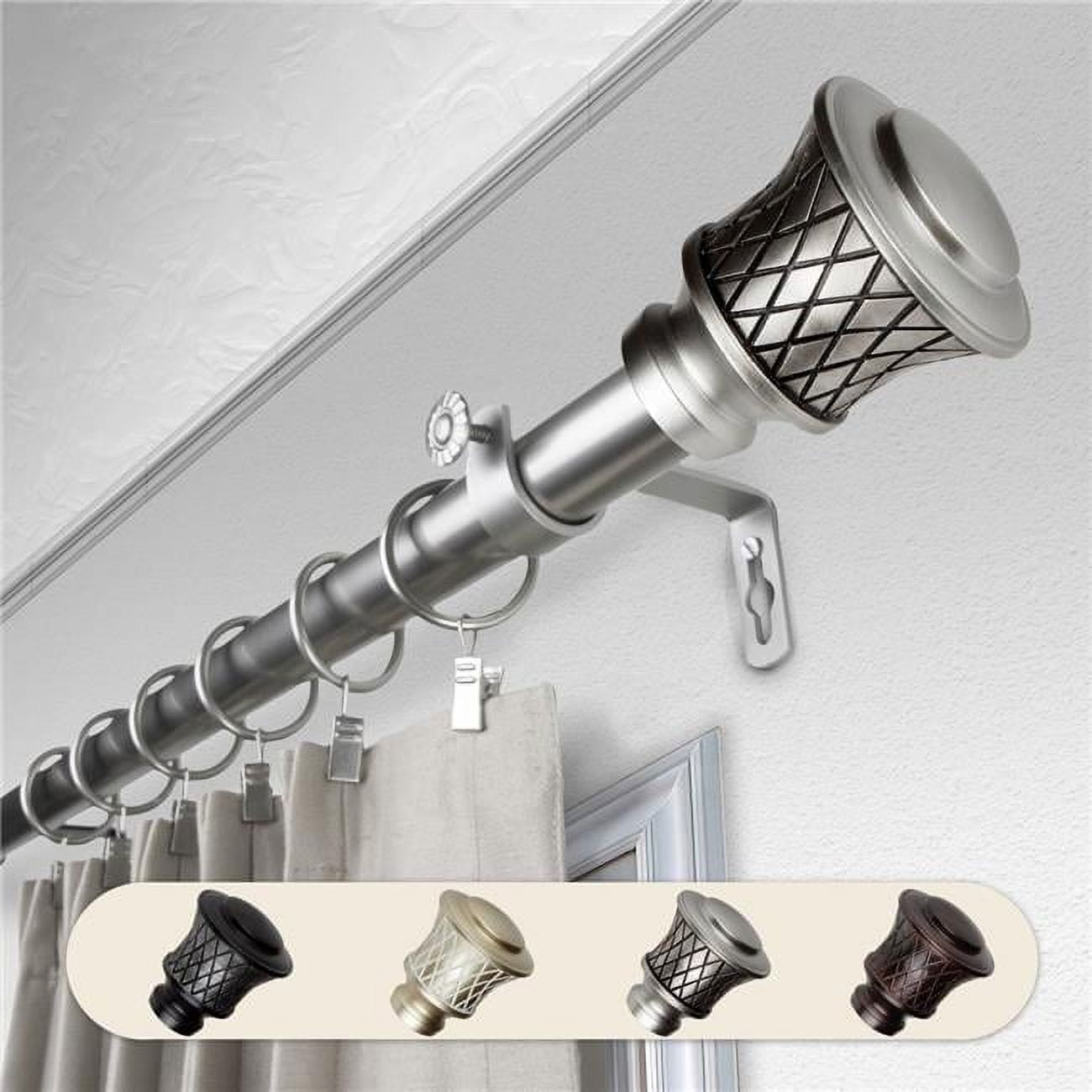 Central Design 100-75-995 1 in. Dia. Alina Curtain Rod, Satin Nickel ...