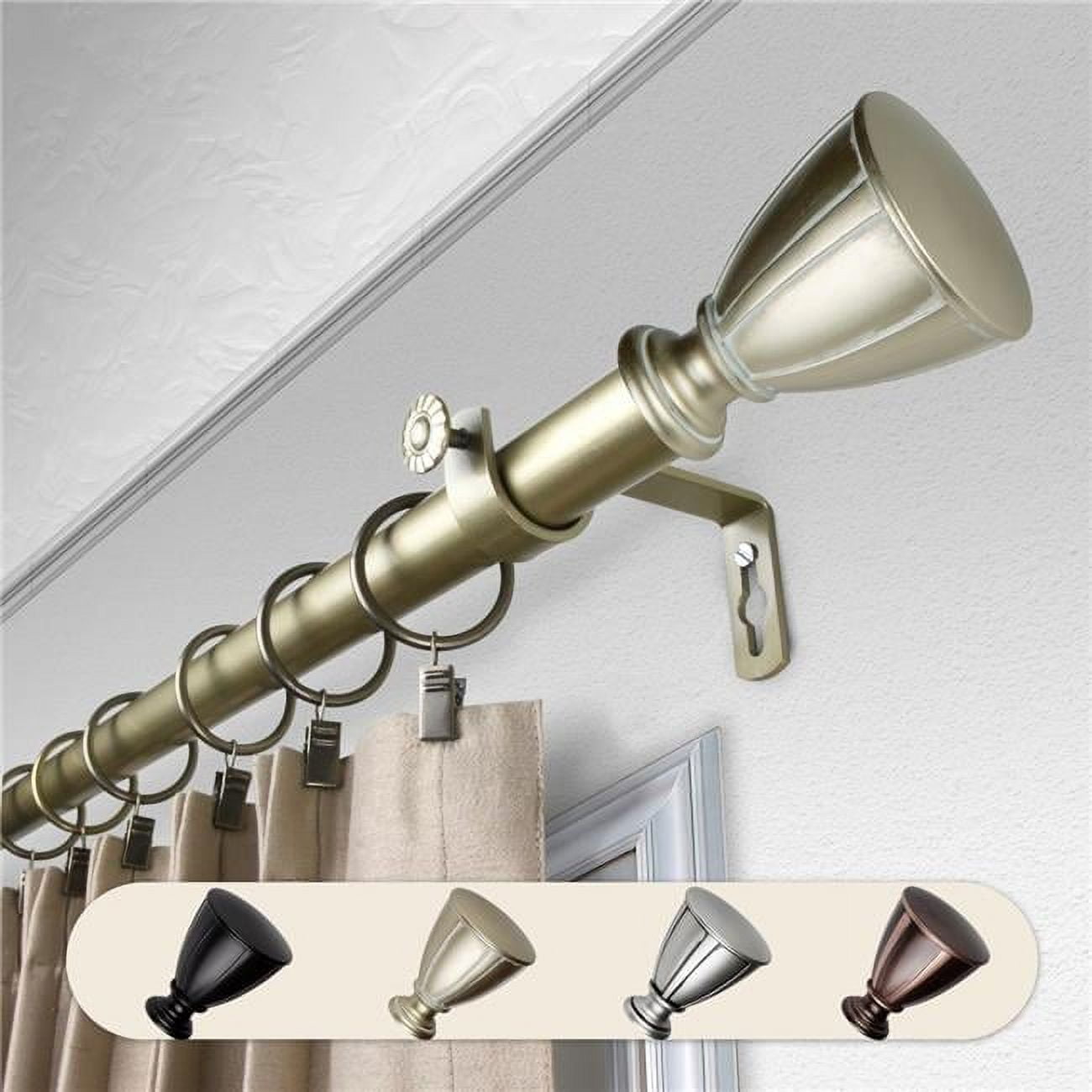 Central Design 100-78-993 1 in. Dia. Maja Curtain Rod, Light Gold - 120 ...