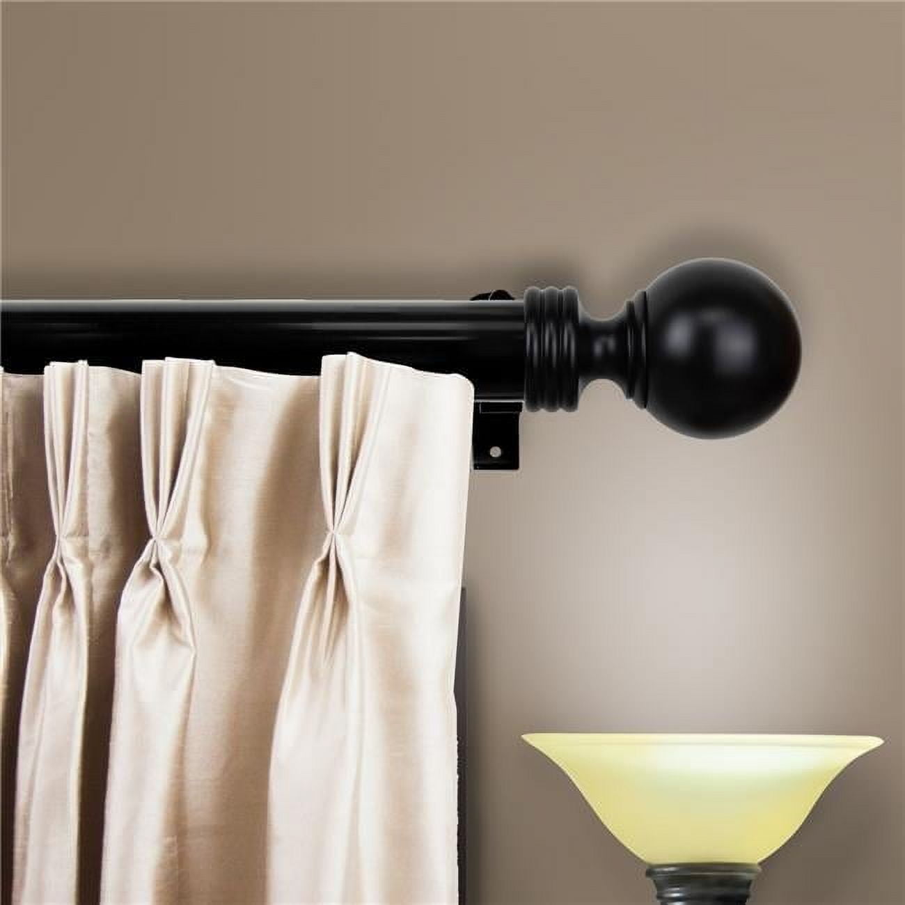 Central Design Serena 1.5 in. Black Metal Curtain Rod, 48-84 in ...