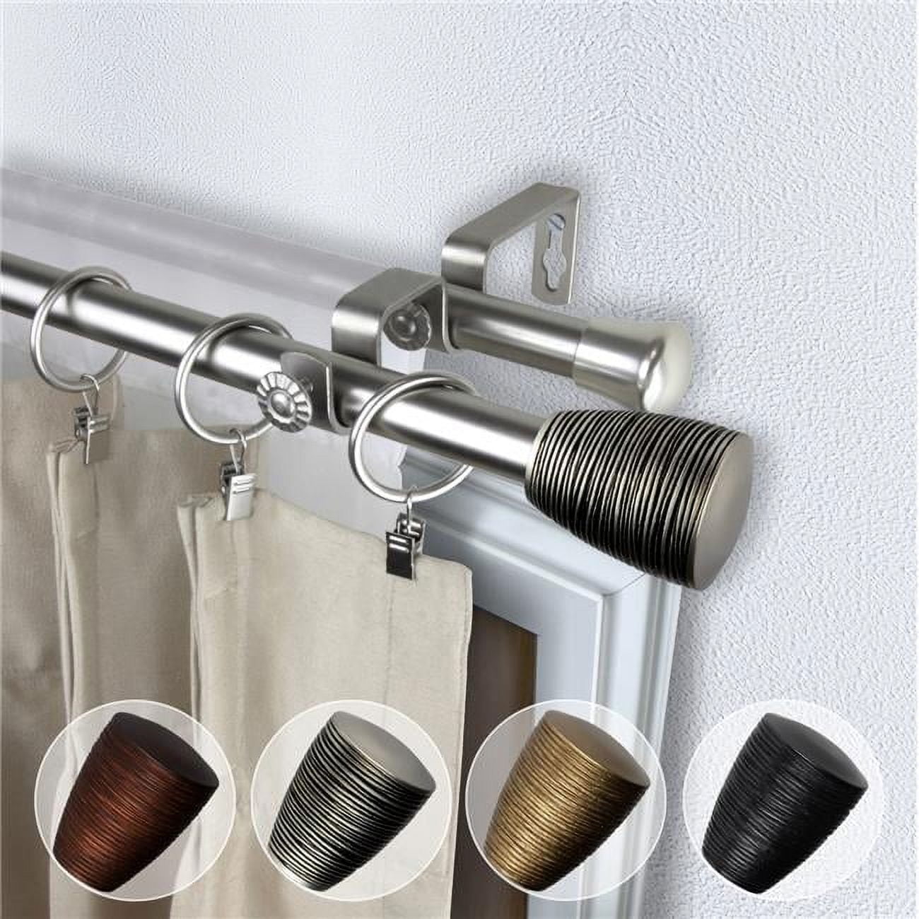 Central Design 4778-665 0.812 in. Dia. Anya Double Curtain Rod, Satin ...