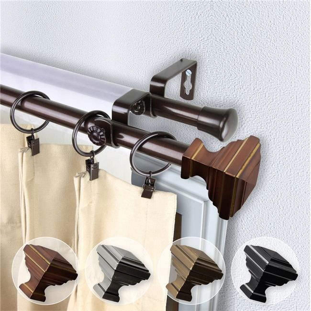 Central Design 4781-287 0.812 in. Dia. Kira Double Curtain Rod, Cocoa ...
