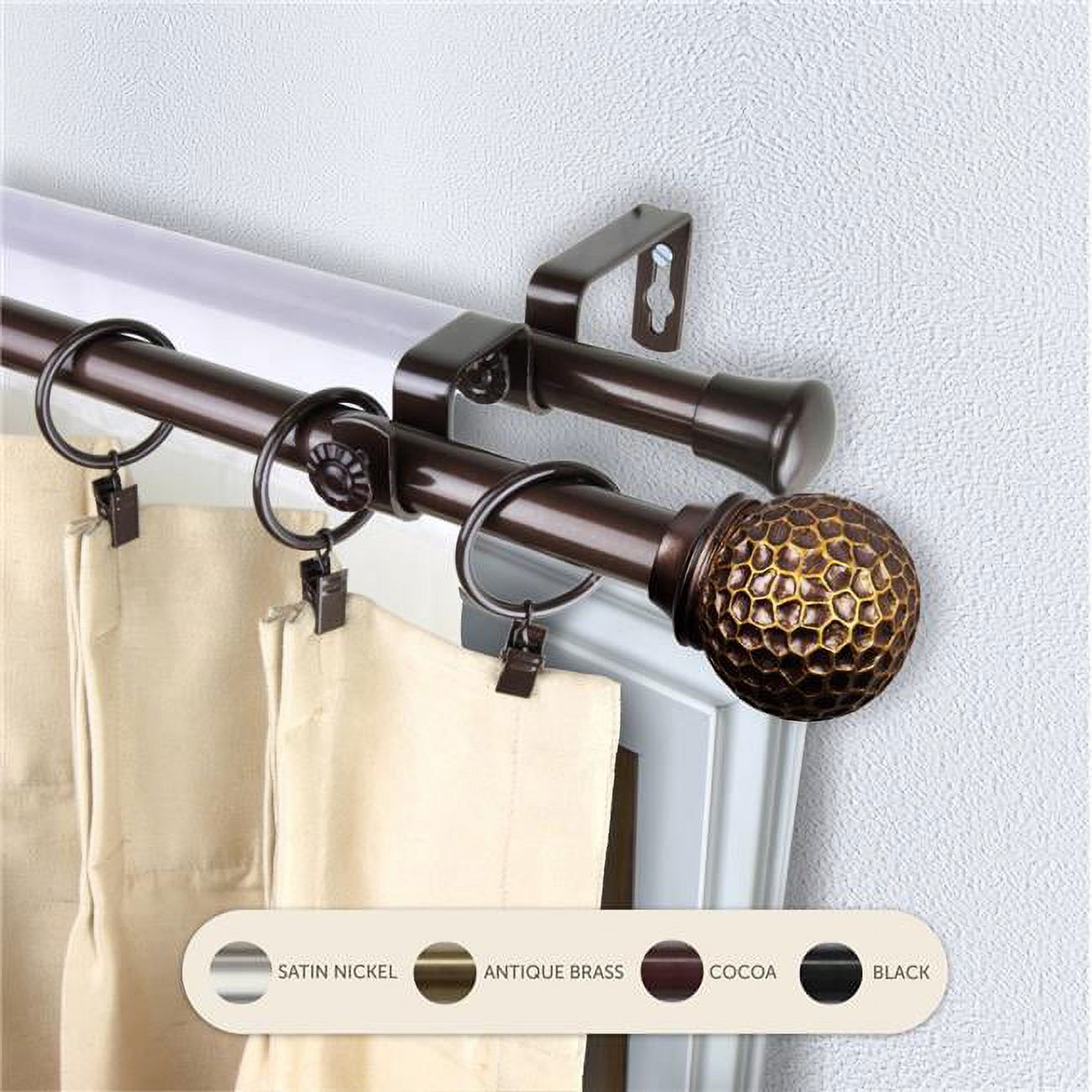Central Design 4785-667 0.8125 in. Nicholson Double Curtain Rod with 66 ...