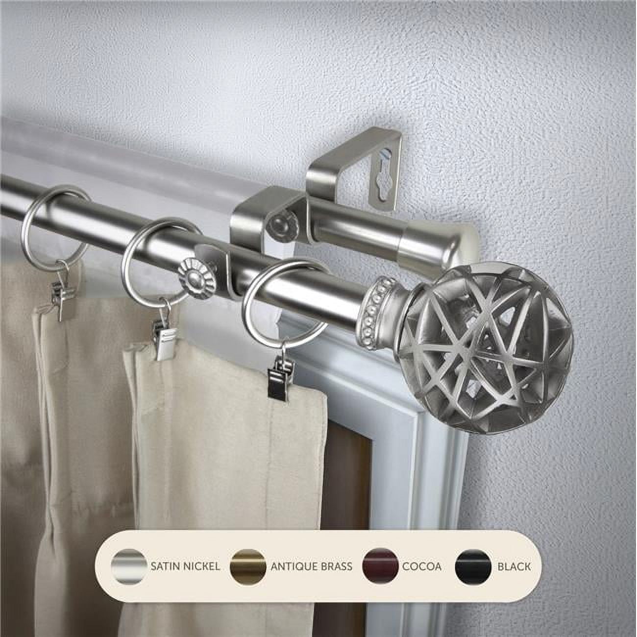 Central Design 4788-485 0.8125 in. Arabella Double Curtain Rod with 48 ...
