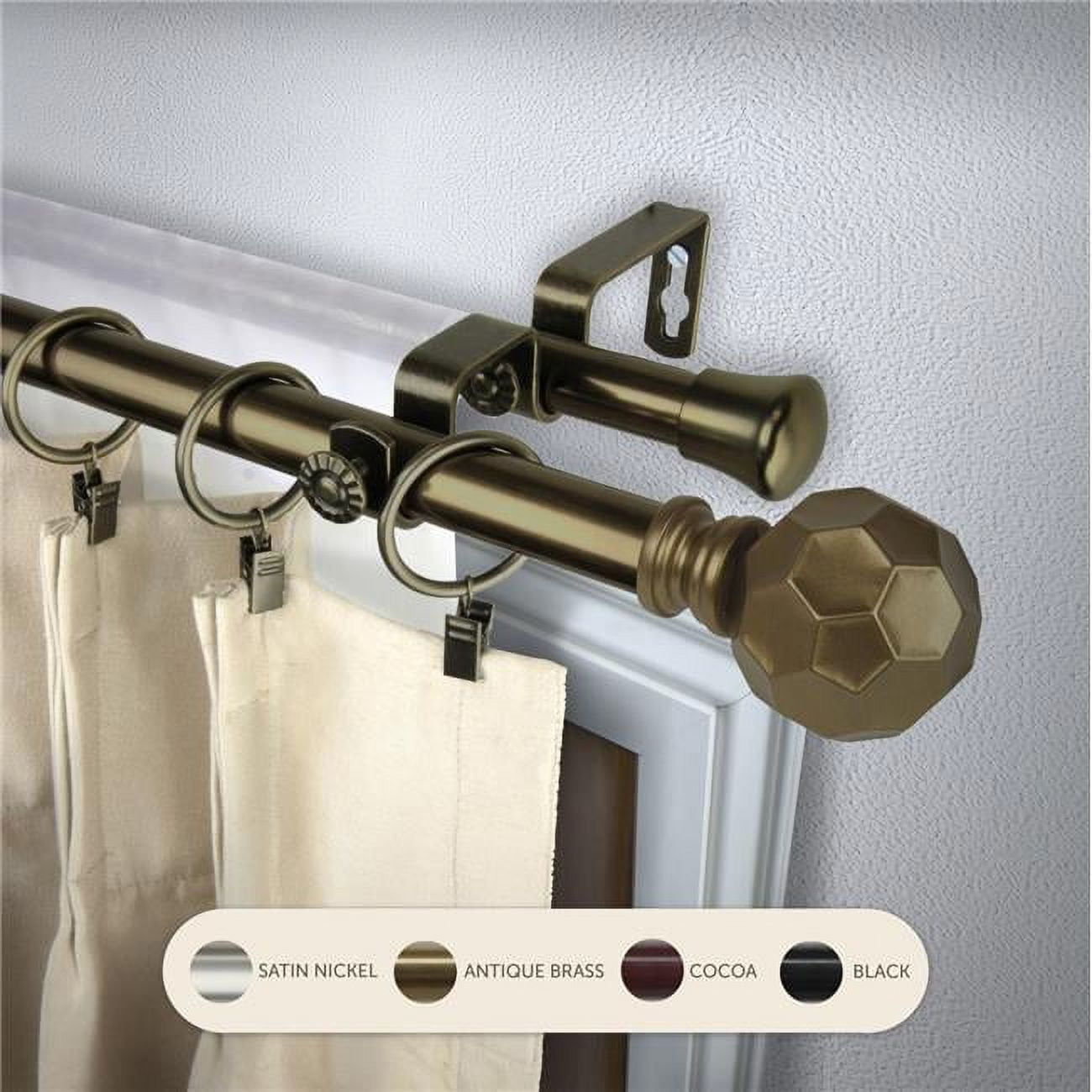 Central Design 4790-664 0.8125 in. Remi Double Curtain Rod with 66 to ...