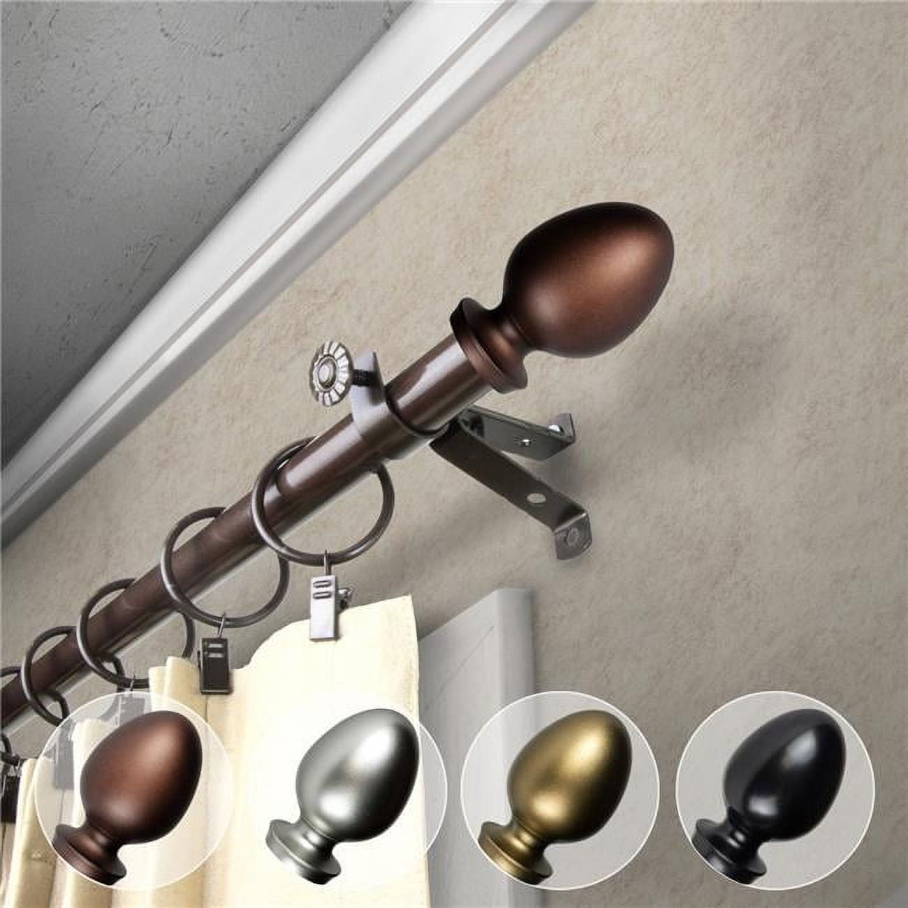 Central Design 4875-287 0.812 in. Dia. Faye Curtain Rod, Cocoa - 28-48 in. - Walmart.com