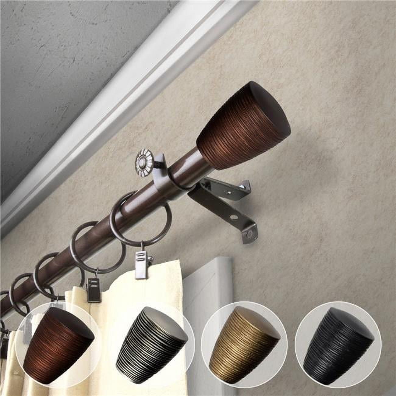 Central Design 4878-287 0.812 in. Dia. Anya Curtain Rod, Cocoa - 28-48 in. - Walmart.com