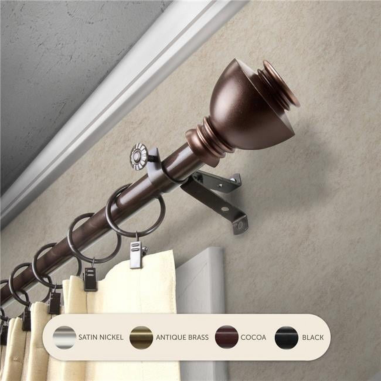 Central Design Kingsly 0.8125 in. Curtain Rod, 120-170 in. Extension ...