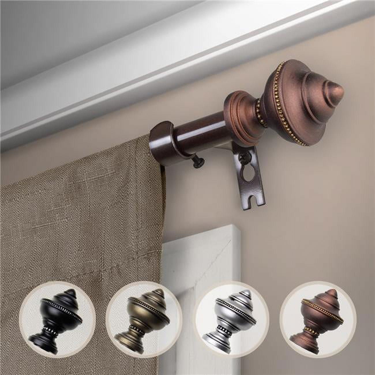 Central Design 5708-187 0.625 in. Dia. Riley Curtain Rod, Cocoa - 18-28 ...