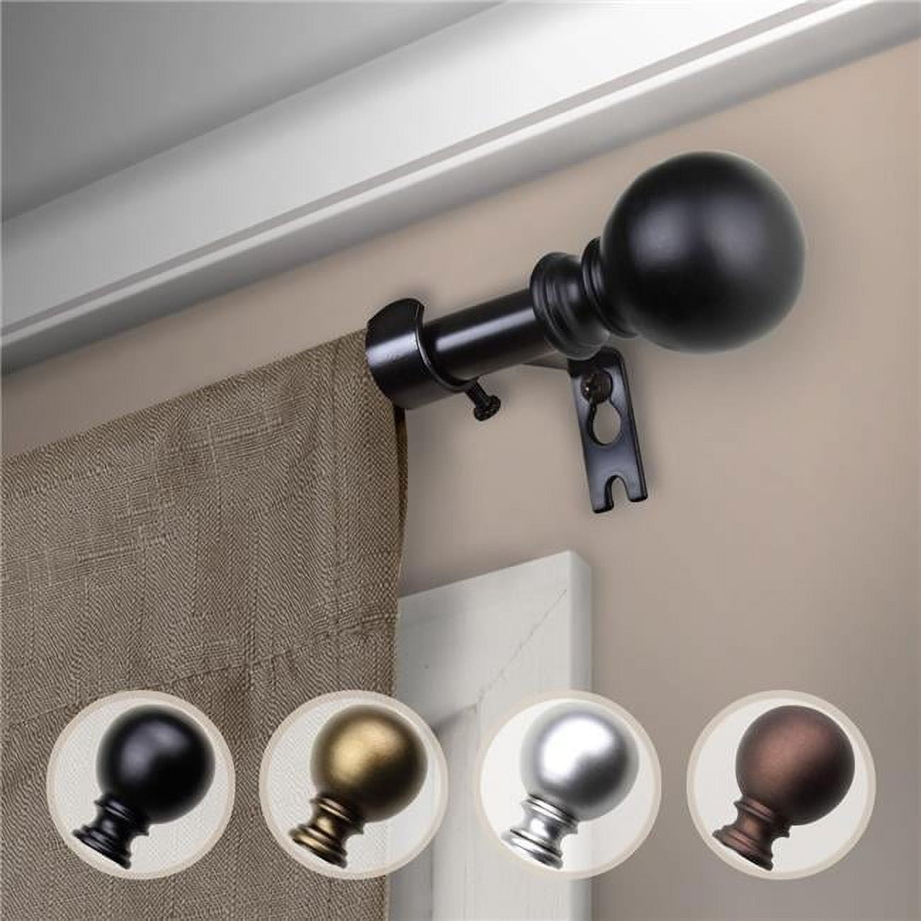 Central Design 5710-182 0.625 in. Dia. Jayden Curtain Rod, Black - 18 ...