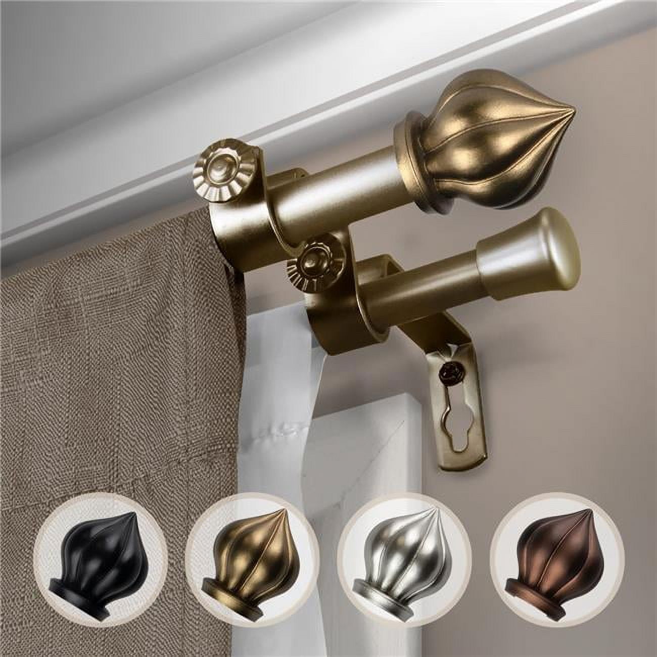Central Design 5716-484D 0.625 in. Dia. Meda Double Curtain Rod ...