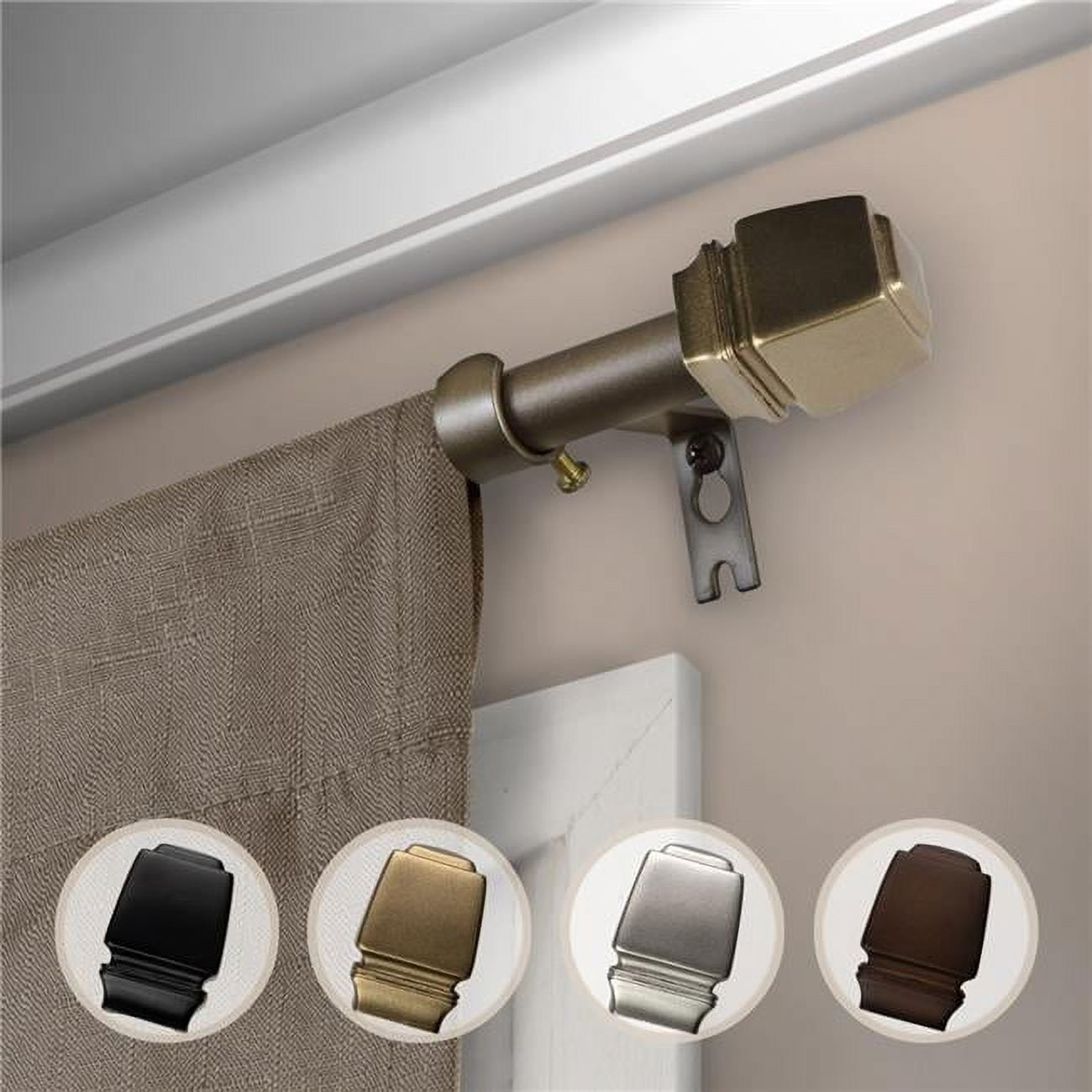 Central Design 5718-844 0.625 in. Dia. Nona Curtain Rod, Antique Gold ...