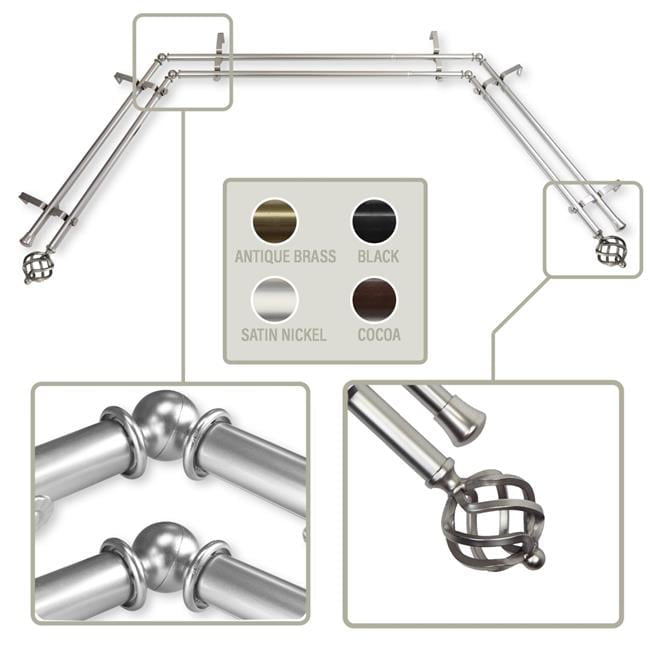 Central Design ABAY-42-5D 0.8125 in. Giro Bay Window Double Curtain Rod ...