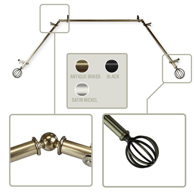 Central Design ABay-62-4 0.8125 in. Crate Bay Window Curtain Rod with ...