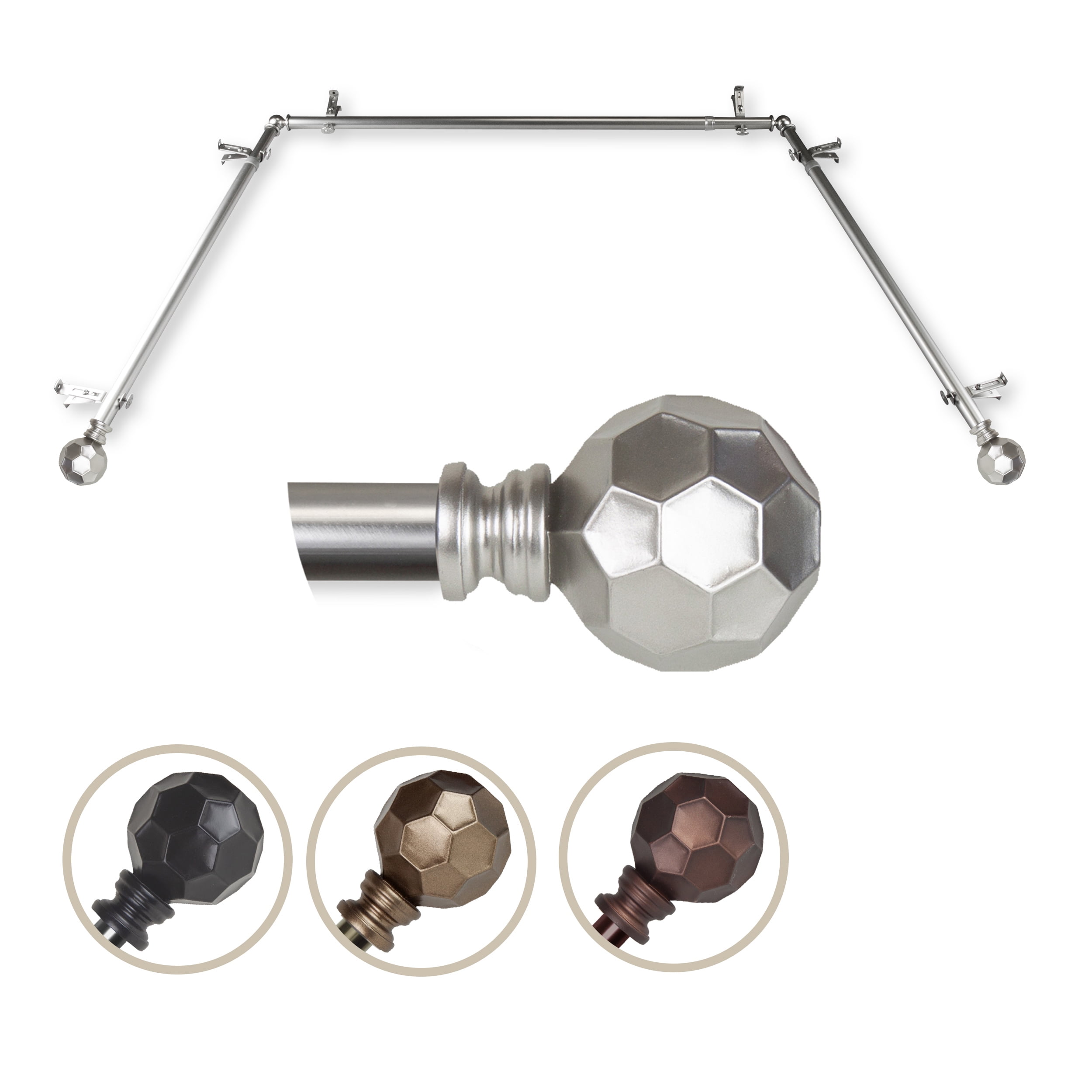 Central Design ABay-90-5 0.8125 in. Remi Bay Window Curtain Rod with ...