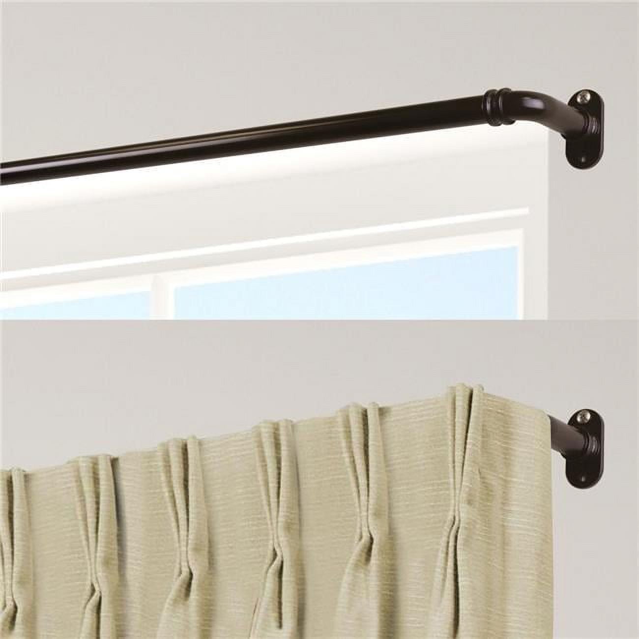 Central Design BOT63-487 0.625 in. Blackout Curtain Rod with 48 to 84 in. Extension, Cocoa ...