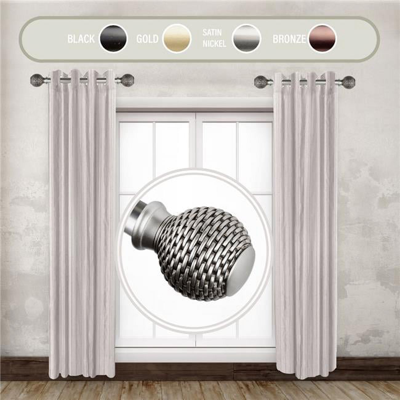 Central Design SIDE100-76-5 1 in. Wicker Side Curtain Rod Set for 12 to ...