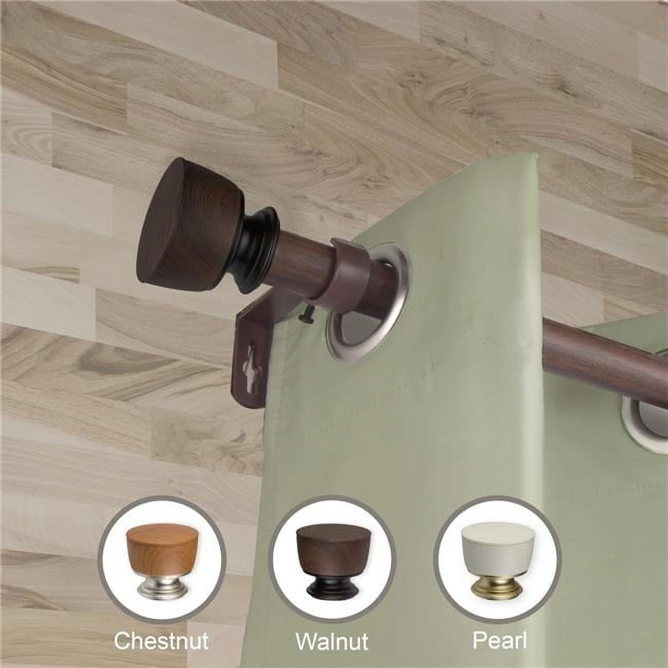 Central Design W100-41-99W2 1 in. Dia. Abed Faux Wood Curtain Rod, Dark ...