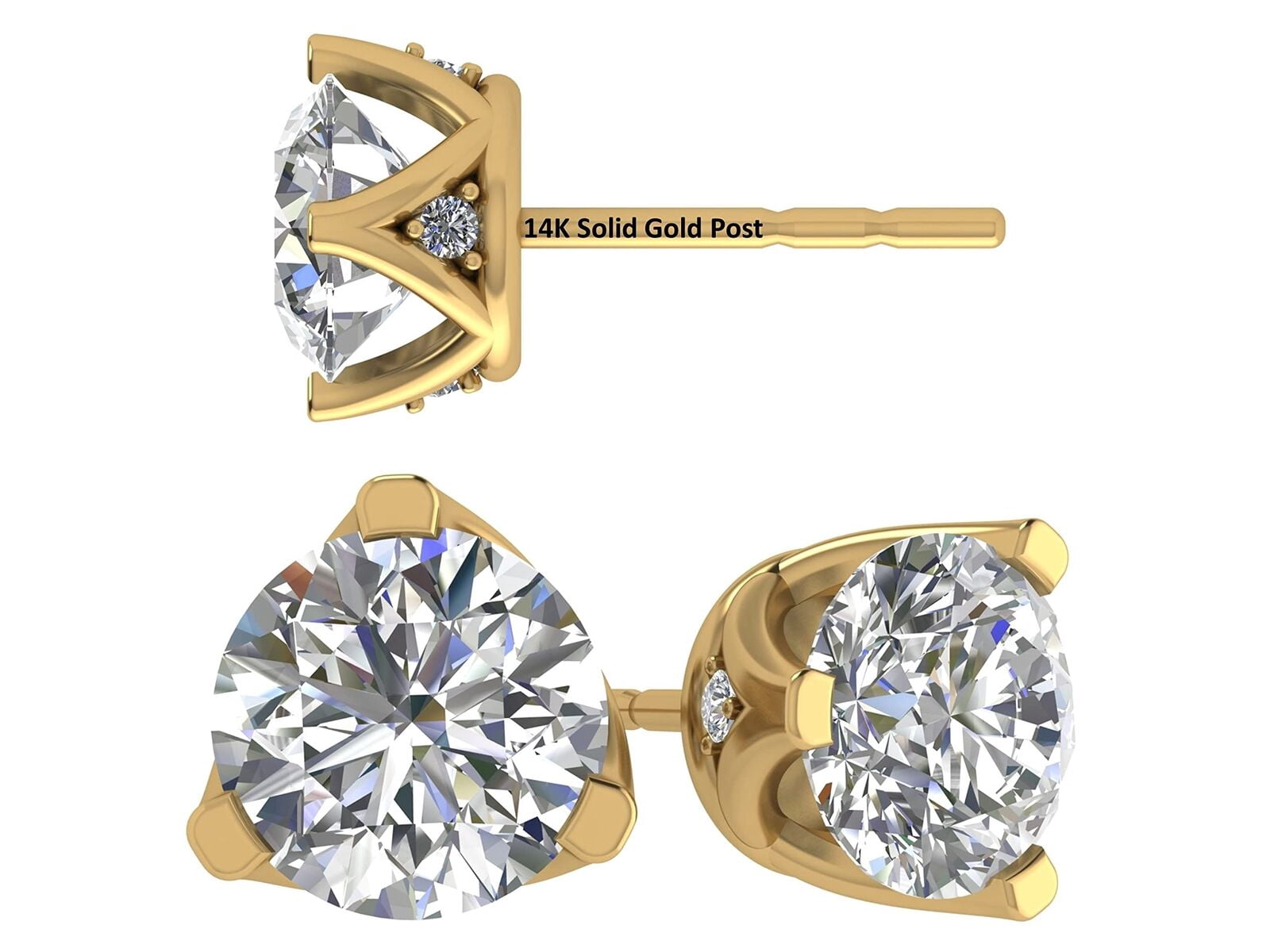 Central Diamond Center 3 Prong Lucita Simulated Diamond Stud Earrings ...