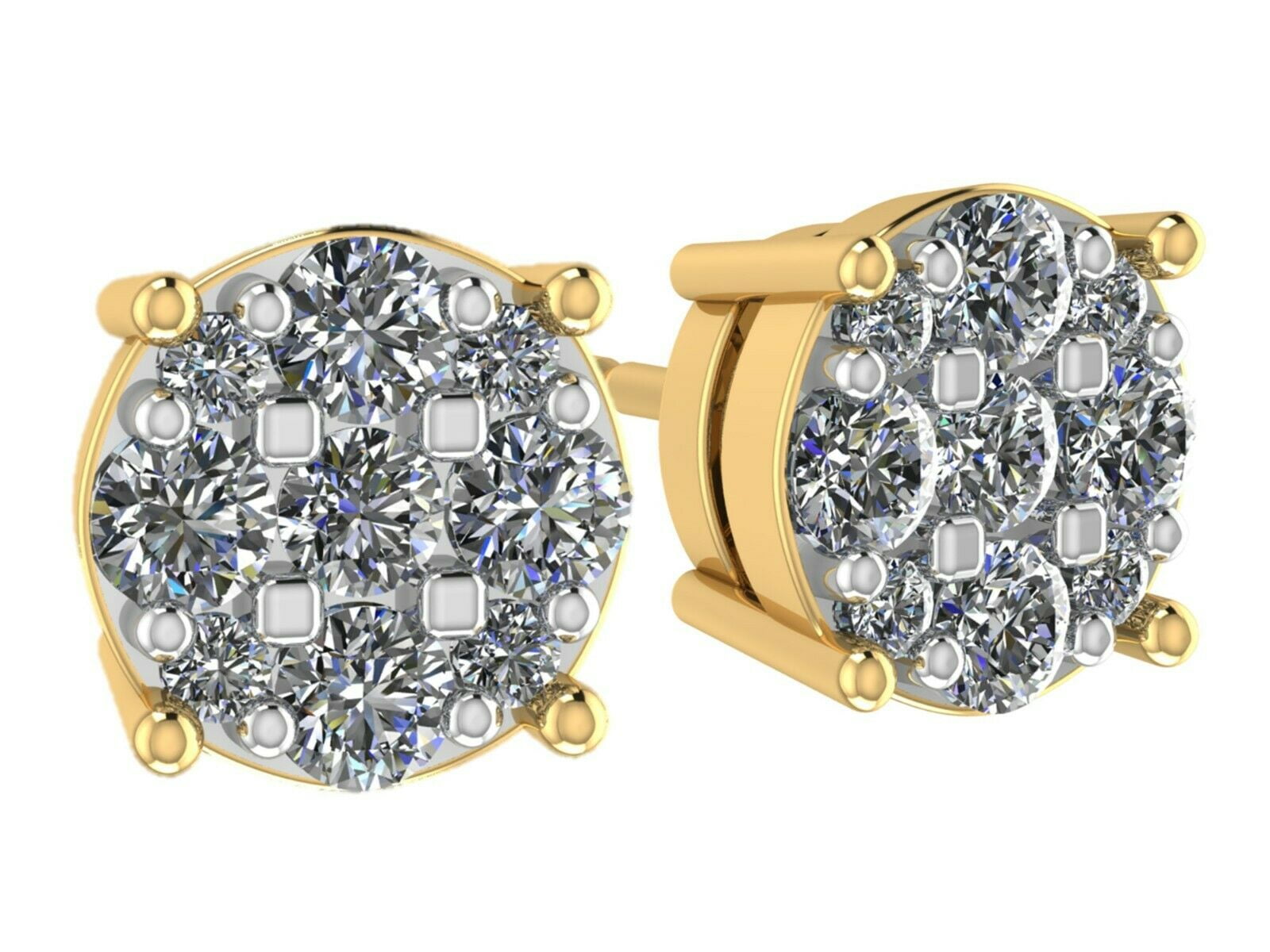 Central Diamond Center 9 Stone Lab Created CVD Diamond Cluster Stud ...