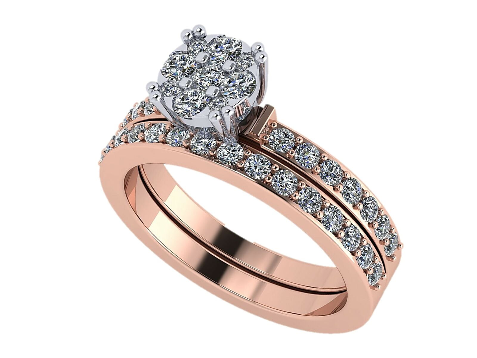 Central Diamond Center Lab CVD Diamond 8.0mm Cluster Center Wedding Set ...