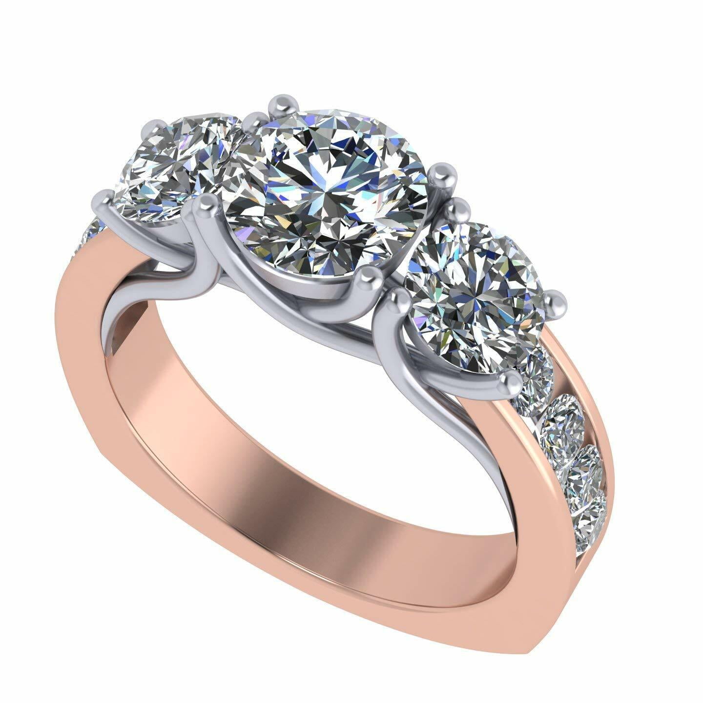 Central Diamond Center Lucita Style CZ 3 Stone Ring 2.50ctw - 10k Rose ...