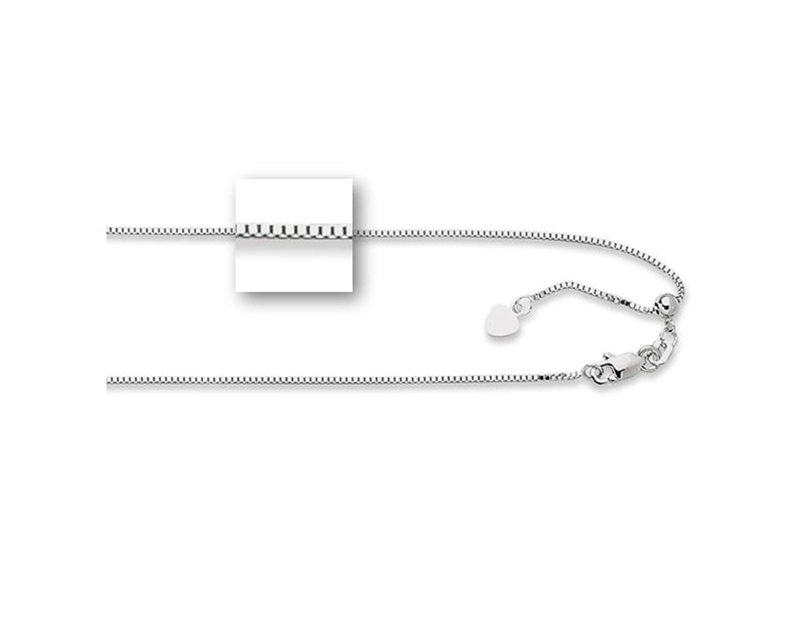 Central Diamond Center Sterling Silver 22" Adjustable Box Chain-Made in ...