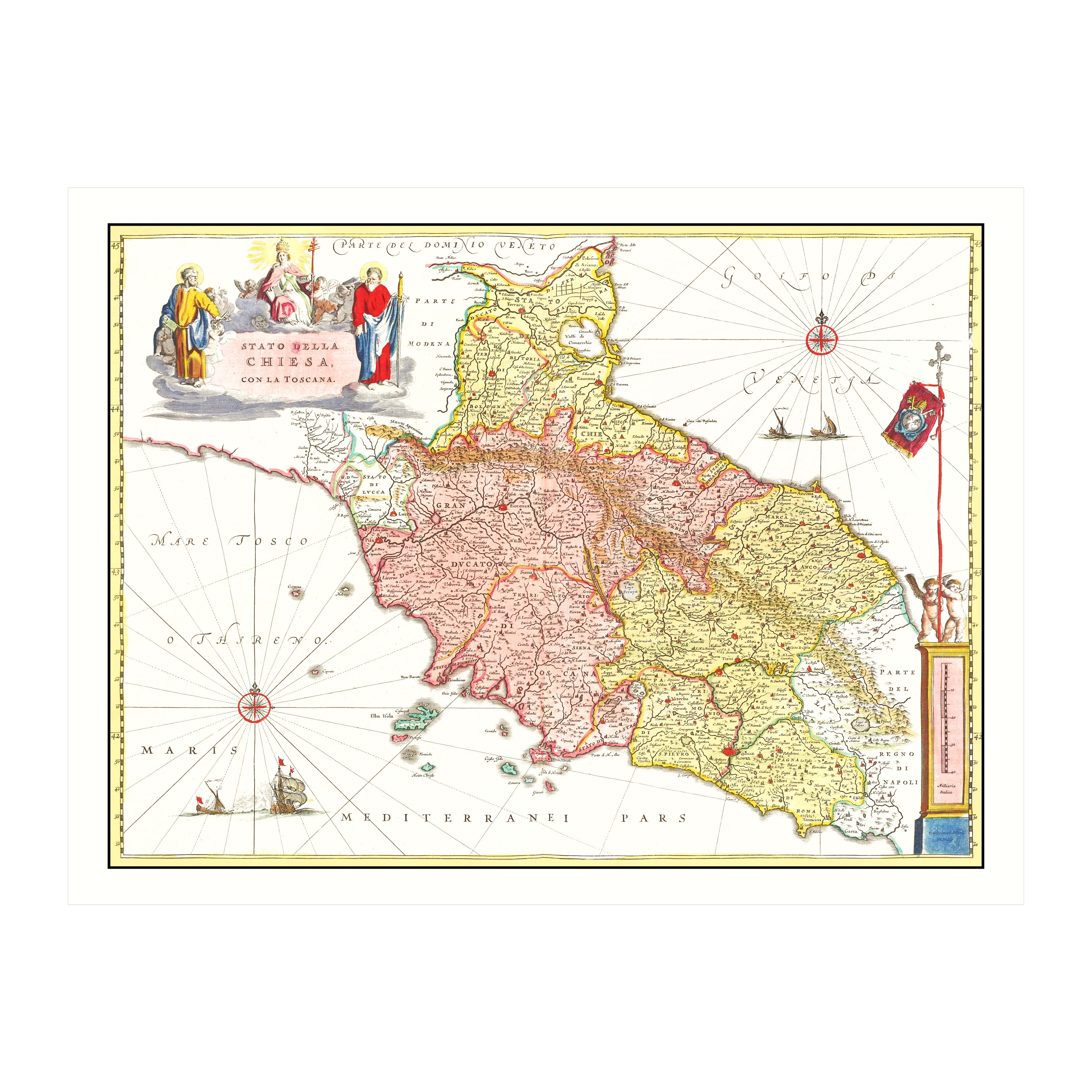 Central Italy Italy Art, 1665 Vintage Map of Central Italy Italy ...