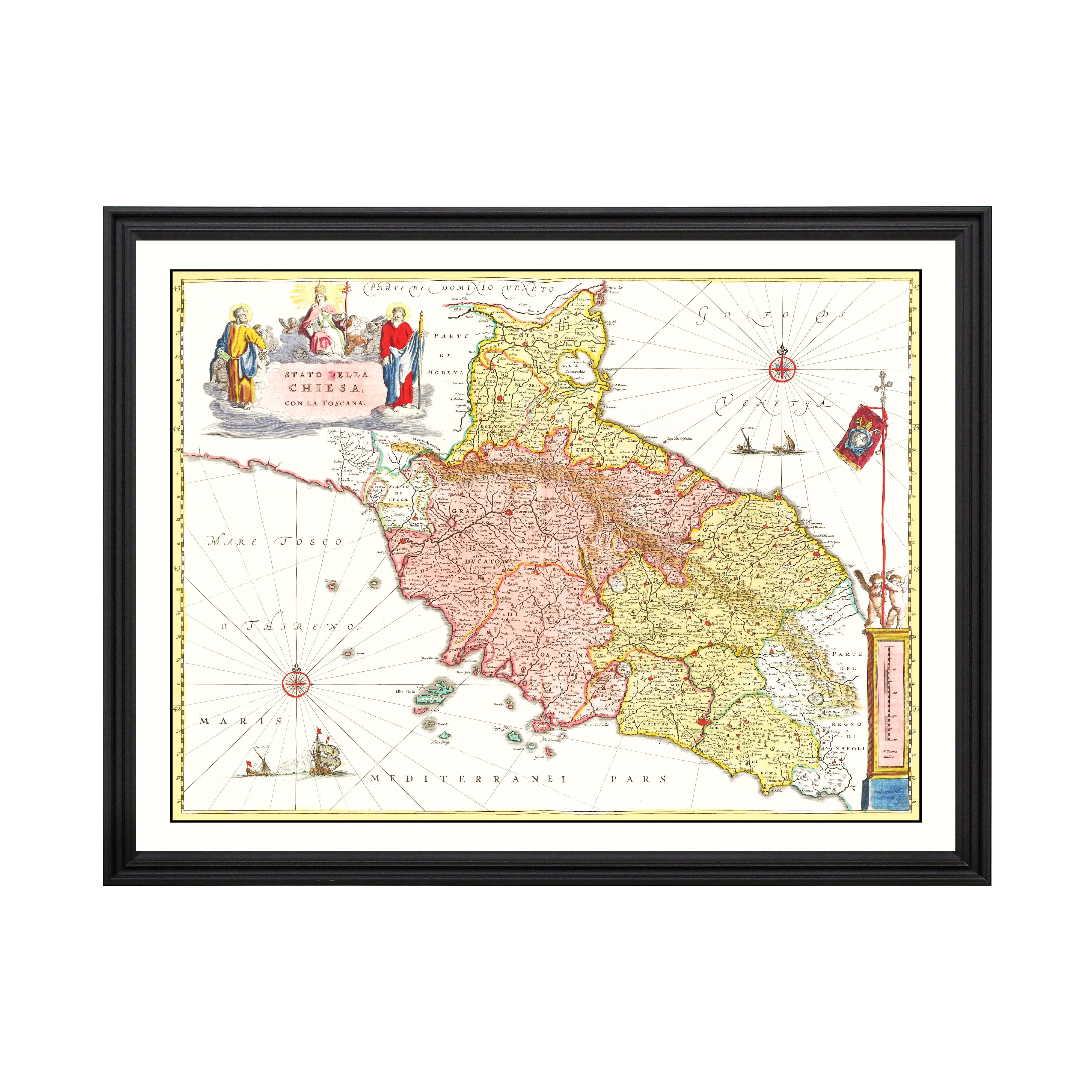 Central Italy Italy Art, 1665 Vintage Map of Central Italy Italy ...
