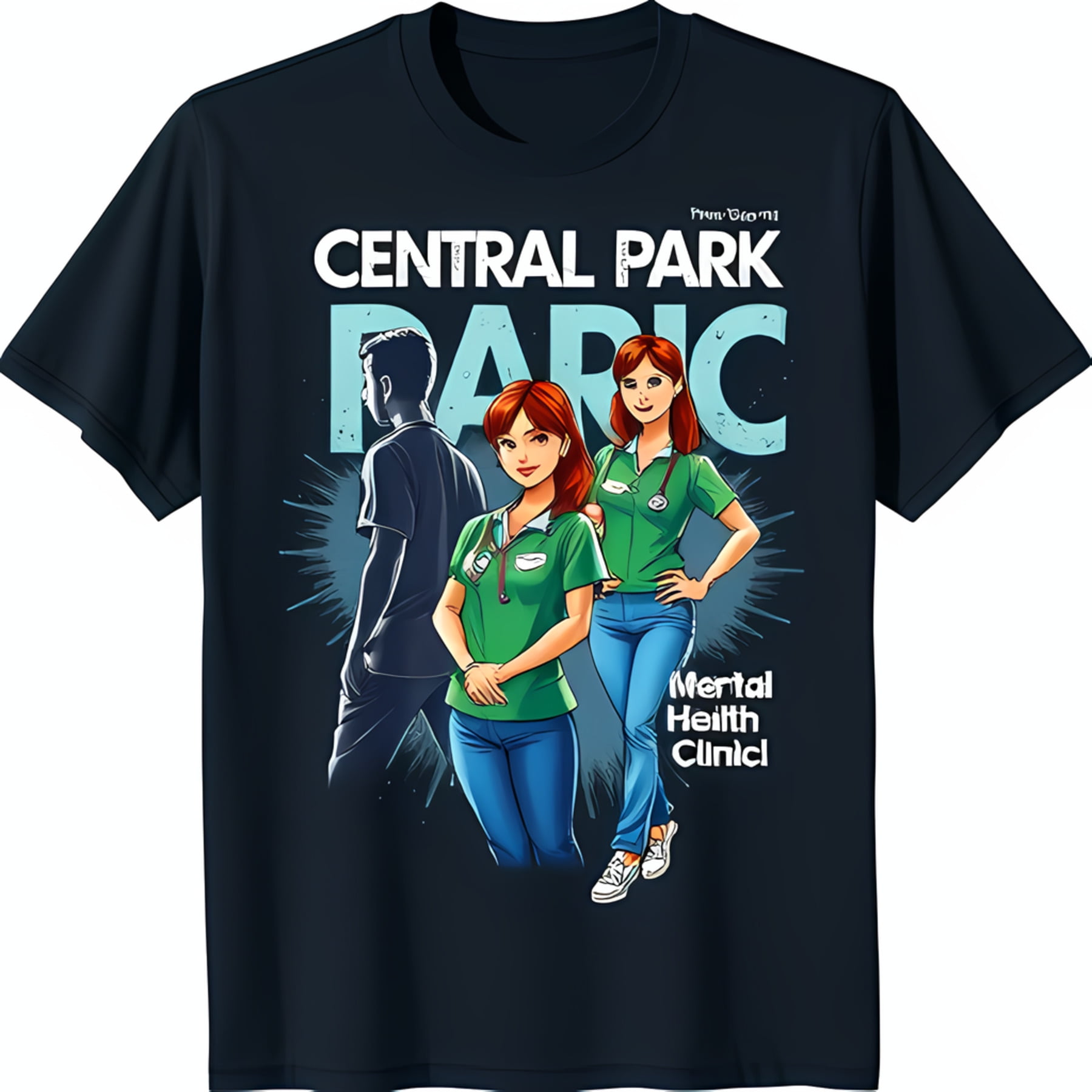 Central Park Clinic Mental T-Shirt with Smiling Characters Dark Blue ...