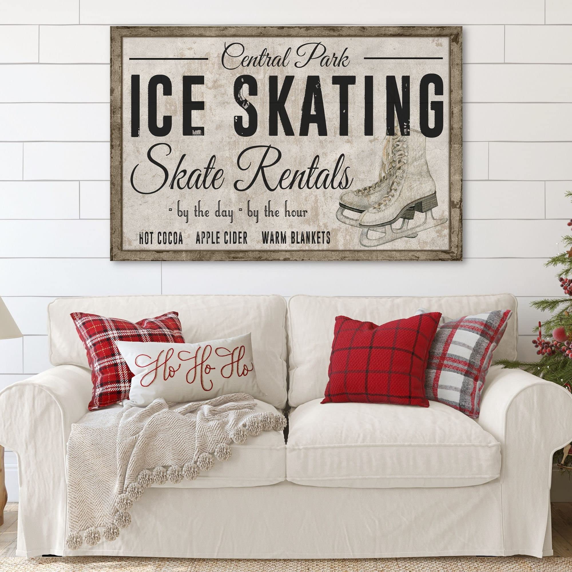 Central Park Ice Skating, Skate Rentals Sign, Retro Winter Decor Metal ...