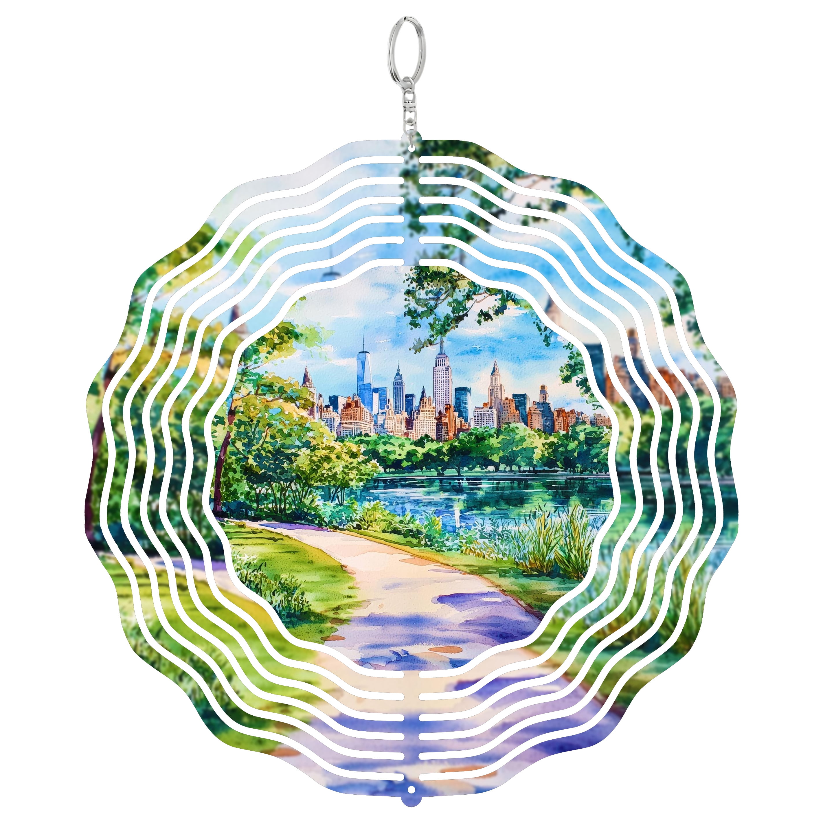 Central Park NYC Watercolor 3D Wind Spinner Kinetic Hanging Yard Art ...