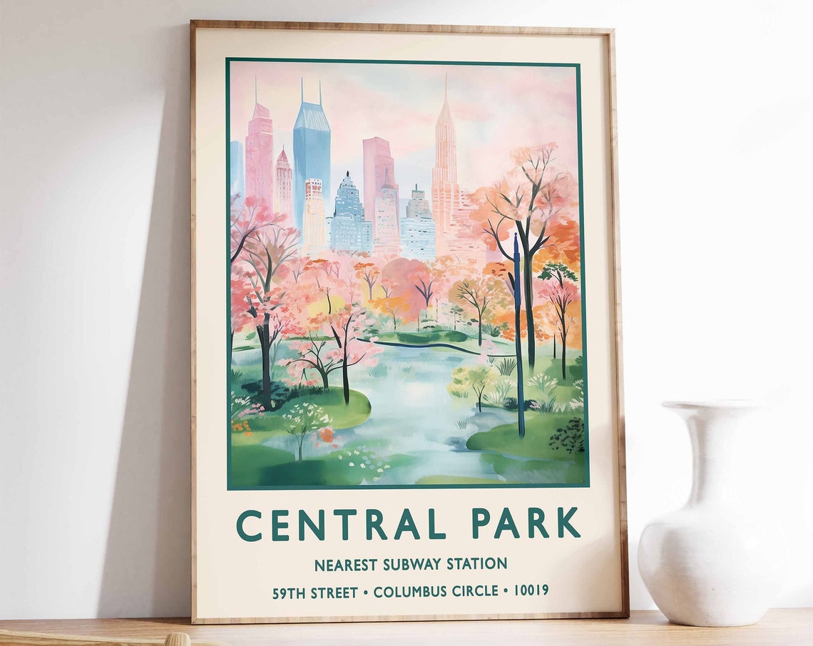 Central Park New York Print, William Morris Gardens Art, Vintage Floral ...