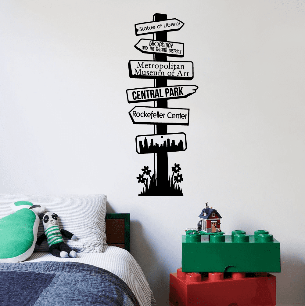 Central Park Rockefeller Pathway Signage Cartoon Wall Sticker Art Decal ...